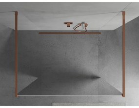 Mexen Kioto, průchozí sprchová zástěna 100 x 200 cm, 8mm sklo vzor zrcadlo, 2x růžové zlato stabilizační rozpěra, 800-100-002-60-50