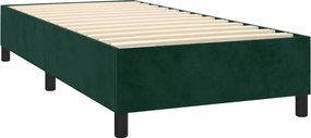 Box spring postel s matrací a LED tmavě zelená 90x200 cm samet 3136224