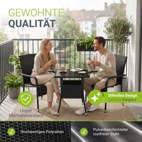 Juskys Čtvercový polyratanový zahradní stůl Yoro Barva: černá, Velikost: 60 cm