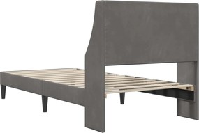 Rám postele s čelo Tmavě šedá 90 x 190 cm Samet 3414664