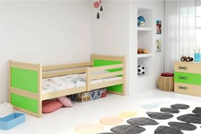 BMS Group Dětská postel Rico 1 bez šuplíku 200x90 přírodní/zelená