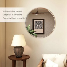 HOMCOM kulaté nástěnné zrcadlo Ø61 cm – stříbrný hliníkový rám