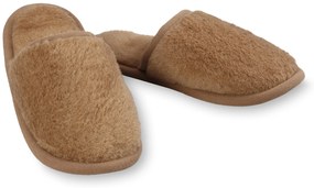 Wooline Domácí vlněné papuče tmavě hnědé, camel Velikost obuvi: 39-40
