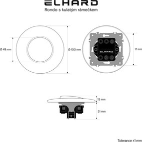 Elhard Kulatý vypínač Rondo č.6 s kulatým rámečkem, bílý - kompletní set RD5006W