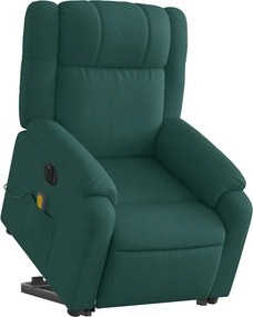 Elektrické zvedací masážní polohovací křeslo zelené textil 3205244