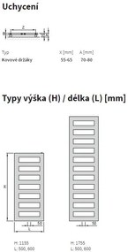 Isan Gala koupelnový radiátor 1155/600 DGAL11550600 Barva ISAN: Papyrus RAL 9018 (14)