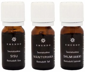 Set vůní do sauny Emendo 3x10ml / Salmiak, Borovice, Sisu