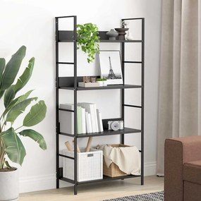 Knihovna se 4 policemi černá 60x27,6x124,5 cm kompozitní dřevo 288222