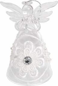 Skleněný anděl 7 × 11 cm čiré sklo
