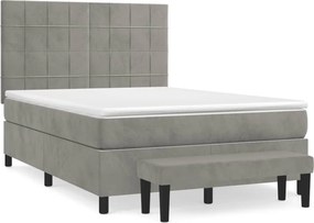 Box spring postel s matrací světle šedá 140x200 cm samet 3137845
