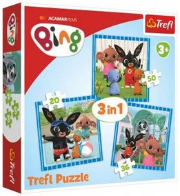 Trefl Puzzle 3v1 Bing Bunny Zábava s přáteli v krabici