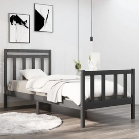 Rám postele šedý masivní dřevo 75 x 190 cm Small Single,  3105342 HangarStore.cz
