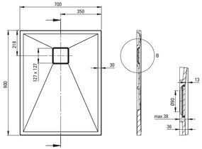 Aplomo Correo obdélníková sprchová vanička, antracit Rozměr vaničky: 140x90cm