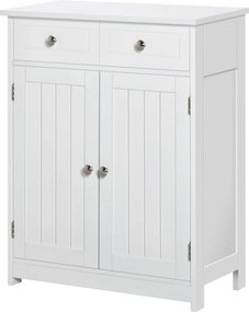 Kleankin Koupelnová Skříňka s Úložným Prostorem, 2 Zásuvky, 2 Dveře a Nastavitelná Polička, Moderní Styl pro Koupelnu a Ložnici, 60x30x75 cm