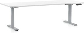 Výškově nastavitelný stůl OfficeTech D, 200 x 80 cm, šedá podnož, bílá