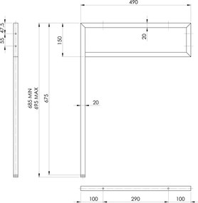Sapho podpěrná konzole 490 x 690 x 20 mm ocel černá 1 ks 30362