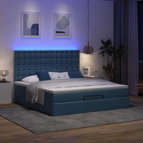 Osmanský rám postele s matrací modrá 160x200cm textil 3314189