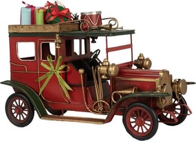 Červený retro model auto s dárky na střeše Christmas - 42*18*28 cm