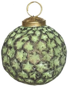 Zeleno-hnědá skleněná ozdoba koule – 7x7 cm