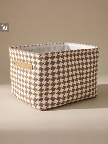 Sinsay - Úložný koš s geometrickým vzorem a úchytem - hnědá