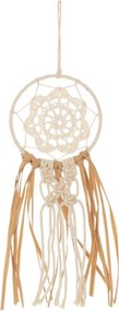 Béžovo-hnědý lapač snů s lýkovými proužky a Macramé - Ø 9*30 cm