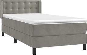 Box spring postel s matrací světle šedá 90x200 cm samet 3131177