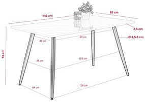 Jídelní stůl Anika 140x80 cm, bílý lesk
