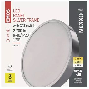 Emos lighting LED přisazený panel NEXXO ø30cm, 28,5W, CCT, kulatý Barva: Černá