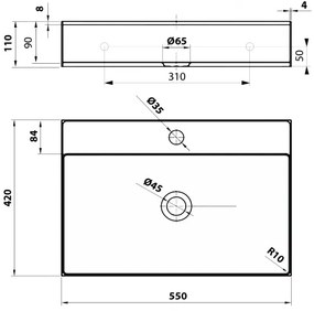 Sapho - Umyvadlo na desku AURUM 55x42 cm broušený nerez