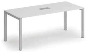 Stůl SQUARE 1800 x 800 x 750, bílá + stolní zásuvka TYP I, stříbrná
