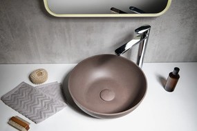 Sapho Sapho, FORMIGO betonové umyvadlo na desku, průměr 39cm, tmavě hnědá, FG315