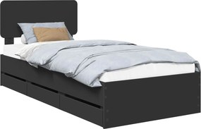 Rám postele se zásuvkou Černý 100 x 200 cm Dřevěný materiál 3412214