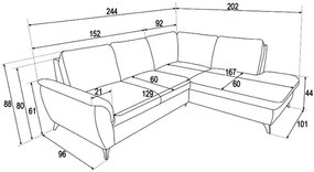 Rohová sedací souprava Geneva, světle zelená látka, pravý roh