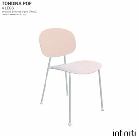 Židle Tondina Pop Barva kovové konstrukce: Matt white 30, Barva sedáku a opěradla z recyklovaného plastu: Cipria IP480C
