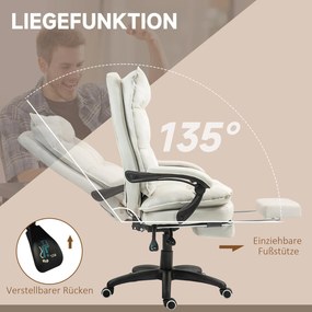 Kancelářská židle Vinsetto s 6bodovou masáží, ergonomická herní židle s funkcí polohování, výškově nastavitelná manažerská židle s podnožkou, nosnost…