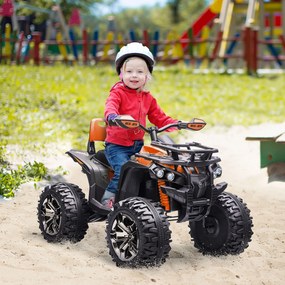 HOMCOM dětské vozidlo 12V s funkcí jízdy vpřed a vzad, hudební přehrávač MP3, světlomety, 3-8 km/h, 3-5 let, oranžová barva