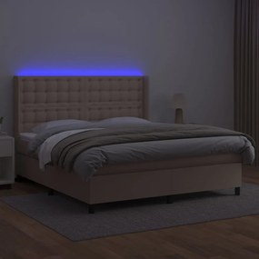 Box spring postel matrace a LED cappuccino 180x200cm umělá kůže 3139402