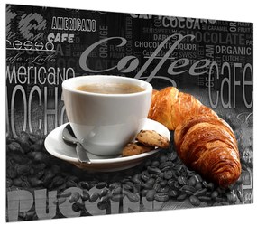 Obraz kávy a croissantů (70x50 cm)