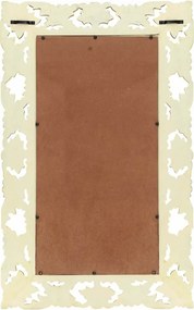 Ručně vyřezávané zrcadlo bílé 80 x 50 cm masivní mangovník 321642