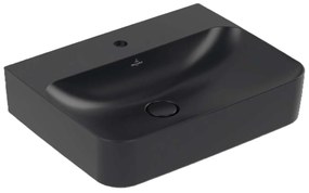 Villeroy & Boch Finion - Umyvadlo 60x47 cm, skrytý přepad, otvor pro baterii, CeramicPlus, Pure Black 416864R7