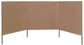 vidaXL Marketos 3dílná zástěna proti větru látková 400 x 160 cm taupe