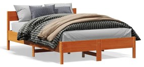Rám postele s čelem voskově hnědý 140 x 200 cm masivní borovice