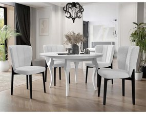 Oválný rozkládací stůl se 4 židlemi ST106 08, Barva stolu: bíly lesk, Potah: Baloo 2073, Potah: Magic Velvet 2219