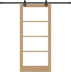 Posuvné dveře Přírodní 93 x 202 cm Masivní borové dřevo a sklo 3332315