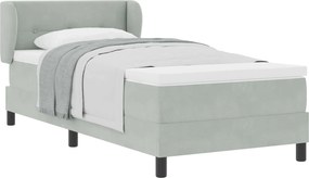 Postel s boxspringem s čelo Světle šedá 100 x 200 cm samet 3340376