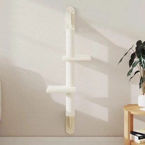Nástěnné škrabadlo pro kočky se sloupkem krémové 108 cm 172410