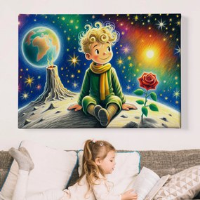 Obraz na plátně - Malý princ sedí zamyšlený na své planetce FeelHappy.cz Velikost obrazu: 120 x 80 cm