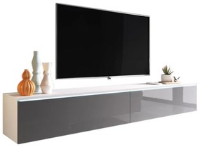 TV stolek LOWBOARD D 180, 180x30x32, bílá/šedá lesk