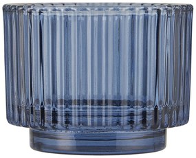 IB LAURSEN Skleněný svícen na čajovou svíčku Blue Valencia Narrow, modrá barva, sklo