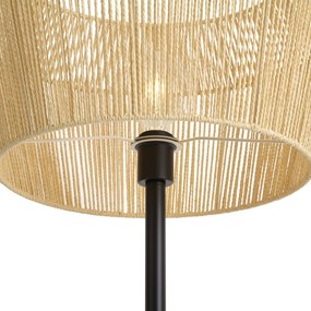 Stojací lampa černá s béžovým stínidlem z papírového provazu 50/50/30 - Simplo